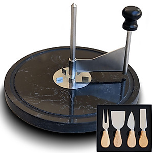 Cheese Curler Marble and steel + Cheese Knife Set - Cheese Shaver - Cheese Wheel Curler - Girolle Cheese Shaver - Tete de Moine Cheese Curler- Girolle - Spiral Cheese Shaver - Cheese flower Cutter