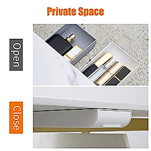 (2 Pack) Under Desk Drawer, Premium Under Desk Storage, Hidden Under Desk Storage Drawers, Desk Drawers with Self-Adhesive Glue, Suitable for Office, Home-use, School (White/Gray)