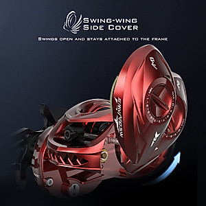 KastKing MegaJaws Elite Baitcasting Reels, Patented AMB System Eliminating Backlashes, Flipping Switch Function, 6.4oz Aluminum Frame Fishing Reel with Carbon Fiber Side Covers