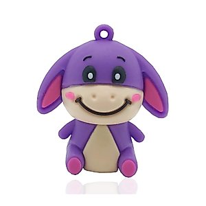 Novelty Eeyore Shape Design 32GB USB 2.0 Flash Drive Cute Memory Stick Stitch Thumb Drive Data Storage Pendrive Cartoon Jump Drive Gift