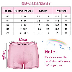 SEAUR - Girls Dance Shorts Shiny Metallic Ballet Dance Shorts Athletic Gymnastics Short Kids Hot Pants for Ages 3-12 - Pink
