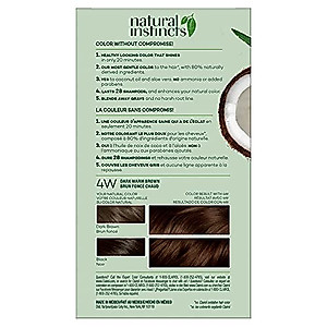 Clairol Natural Instincts Demi-Permanent Hair Dye, 4W Dark Warm Brown Hair Color, Pack of 2