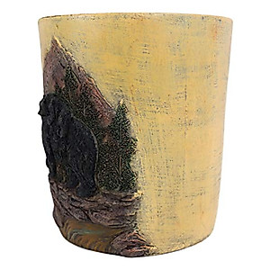 Ebros Wildlife Rustic Mountain Black Mama Bear with Cubs Family in Pine Trees Forest Bathroom Accent Figurine Accessories Western Country Cabin Lodge Decorative (Dry Waste Basket Trash Bin)
