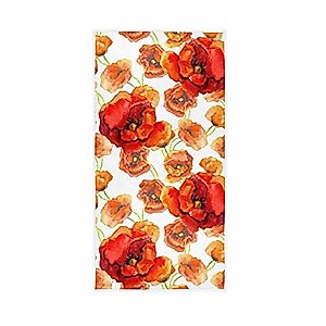 Tamniee Red Poppy Flower Hand Towels Summer Colorful Floral Decor Kitchen Dish Towel Quality Premium Bathroom Washcloth 30 x 15 Inches for Beach Guest Hotel Spa Gym Sport Yoga Home