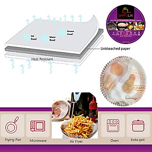 SHIFULAI Air Fryer Liners Disposable – 50 Pcs Parchment Paper for Baking, Keeps Oven, Microwave Clean – Non-stick Food Grade Air fryer Liners 6.3” Inch Round Baking Paper - Papel Para Air Fryer