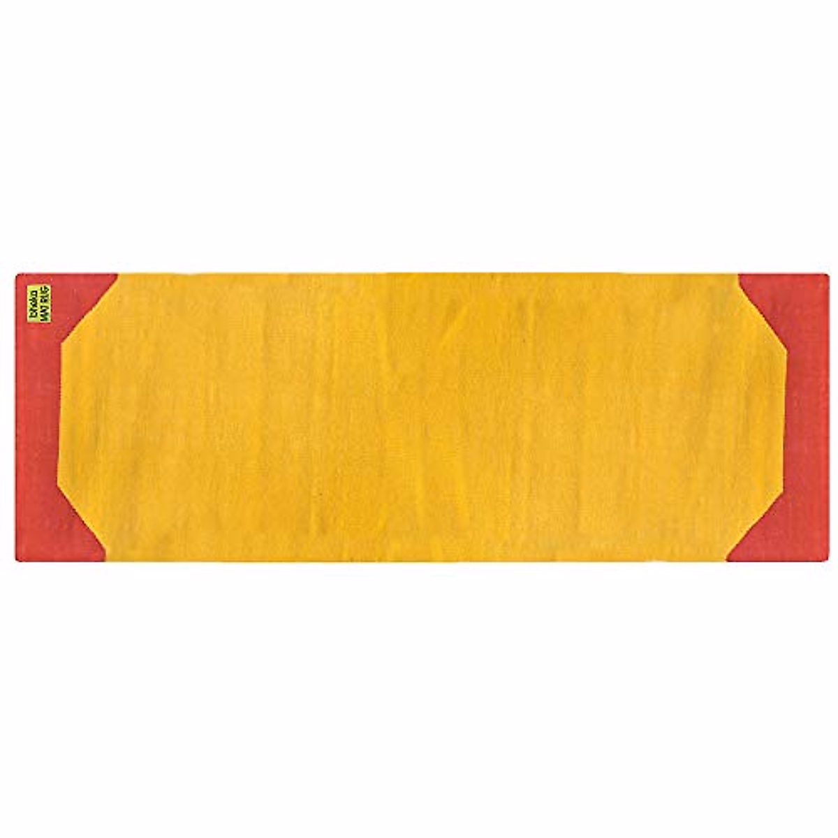 Bheka Cotton Yoga Mat Rug with Bracket Motif (Red on Yellow)