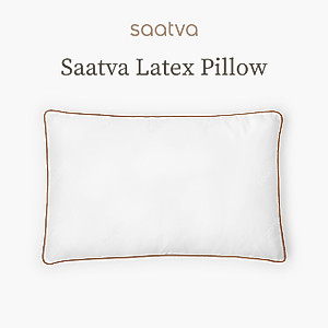 Saatva Latex Pillow - High Loft (6" - 7”) - Hypoallergenic Pillow with Shredded Latex Core - Breathable - Machine Washable Organic Cotton Cover - Queen (28"x16") 1 Pack