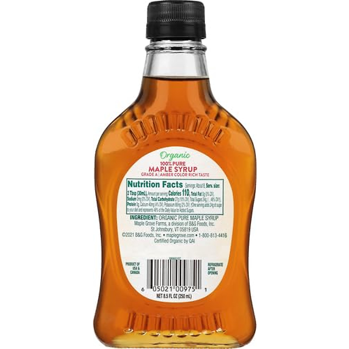 Maple Grove Farms Organic Pure Maple Syrup, Grade A Amber, 8.5 Ounce