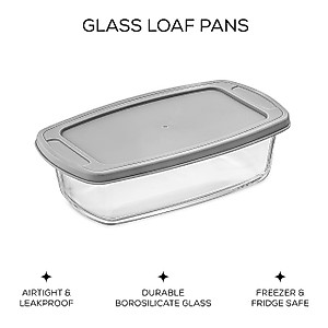 JoyJolt Glass Loaf Pan Set with Lid, Rectangular, 1.9 Quart, Deep, Meatloaf & Banana Bread Loaf Pans
