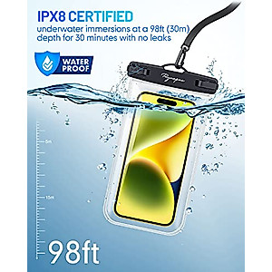 Rynapac Waterproof Phone Pouch - 7.5in Universal Water Proof Cell Phone Case for Beach Travel Must Haves, Cruise Essentials Waterproof Phone Bag with Lanyard for iPhone 15 Pro Max Galaxy S23 Pixel 7a