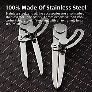 WUTA Wing Divider High Polished 304 Stainless Steel Adjustable Spacing Compass Wing Divider Scriber Leather Regulation Tools Edge Creaser DIY for Woodworking Leather Marking