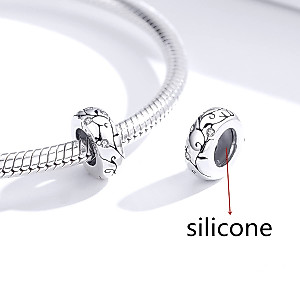 BISAER Stopper Beads Charm Spacers 925 Sterling Silver Vintage Spacer Bead Charms for Bracelets Stoppers