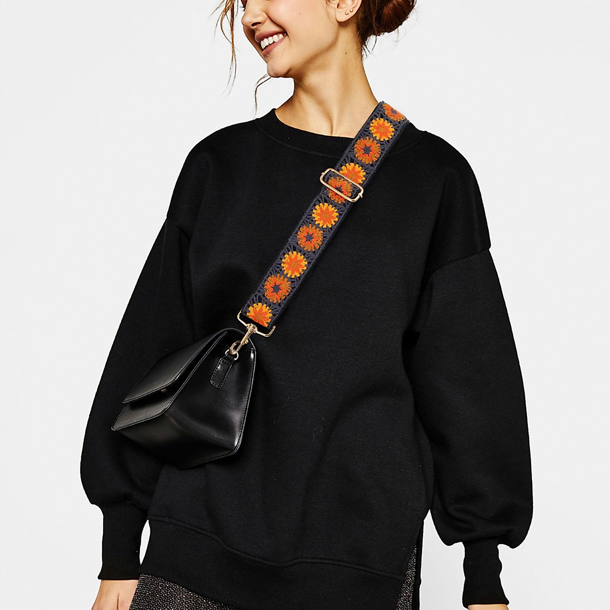 Purse Strap,2" Wide Shoulder Strap Adjustable Replacement,Multi-pattern Crossbody Canvas Bag Handbag Belts for Unisex Handbag,Crossbody Bags,Shoulder Bags(Embroidered sunflower)