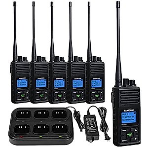 Samcom 2 Way Radio Rechargeable 5w Long Range Two Way Rasio for Adults 1500mAh Programmable Walkie Talkie Heavy Duty with 6 Way Multi-Unit Charger Gang