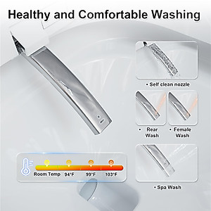 GivingTree Smart Toilet with Fully Functions,Microwave and Infrared Dual Touch-Free mode for Lid Opening and Closing, Dual cleaning Smart Bidet Toilet with Color Adjustable Ambient Lighting