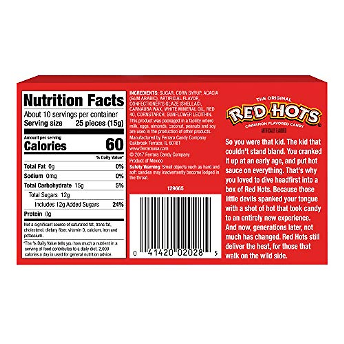 Red Hots Cinnamon Flavored Candy, Back to School Candy, 5.5 Ounce Movie Theater Candy Box (Pack of 12)