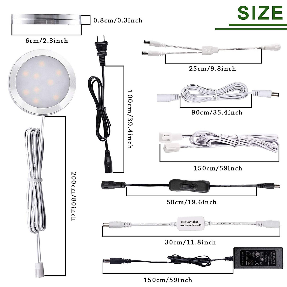 AIBOO Under Cabinet Lighting Kit, Plug in LED Puck Lights with Wireless Dimmable RF Remote Control,12v Stick on Lights for Kitchen Counter, Closet and Shelves(12 kit,Warm White)