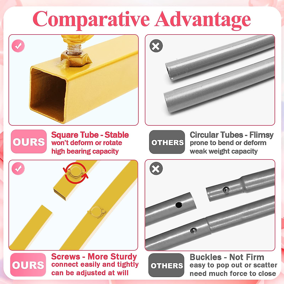 Asee'm Arch Backdrop Stand Set of 3 Gold Metal Arched Frame (7.2FT, 6FT, 6FT) for Wedding Parties Birthday Ceremony Graduation Anniversary Baby Shower Floral Background Decoration