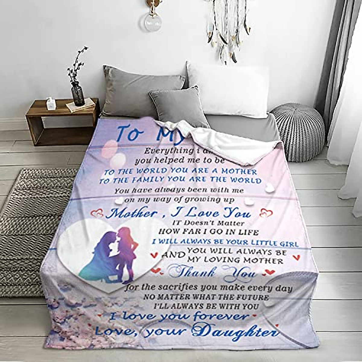 Mom Gifts from Daughter, Mothers Day Blanket Gifts for Mom, Mom Birthday Gifts from Daughter, Soft & Cozy Flannel Throw Blanket Gift for Mom, Mom Blanket 60"x50"