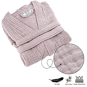 ORMES Muslin Unisex Bathrobe Women & Men, Turkish 100% Cotton Kimono Lightweight Robe | Long Robes Soft, Absorbent, Spa robes