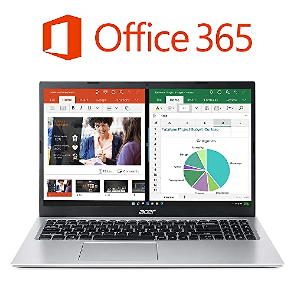 Acer Aspire 1 A115-32-C96U Slim Laptop | 15.6" Full HD Display | Intel Celeron N4500 Processor | 4GB DDR4 | 128GB eMMC | WiFi 5 | Microsoft 365 Personal 1-Year Subscription | Windows 11 Home in S mode