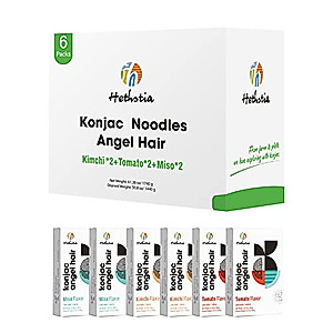 Hethstia Shirataki Noodle, Konjac Ramen(61.38oz), 6 Pack Flavored Angel Hair, Variety Flavor
