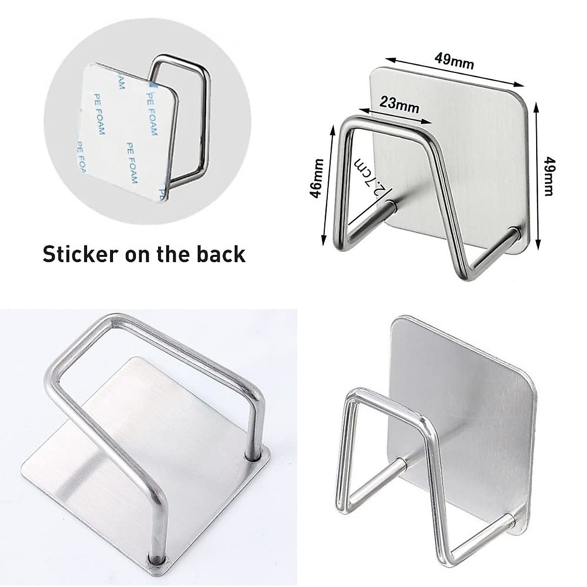 Adhesive Sponge Holder Sink Caddy for Kitchen Accessories - Stainless Steel Rust Proof Waterproof, Strong Adhesive Small Sponge Holder,Quick Drying, Minimal Size - SUS304 Stainless Steel(2 Pack)