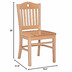 Linon Slat Back Natural Wood Finish Made in America Set of 2 Brock Dining Chair