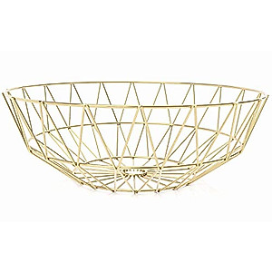 Gold Fruit Basket for Kitchen - Large Decorative Bowl for Gold Decor Accents - Gold Kitchen Accessories for Modern Kitchen Decor - Gold Baskets for Decor
