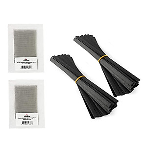 JOUNJIP PolyPlaz Welding Rods + Wire Mesh - Includes a 40-Pack of Black PolyPlaz Flat Ribbon Welding Rods and a 2-Pack of Reinforcing Stainless Steel Mesh - For Use With Jounjip Plastic Welding Kit