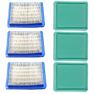 491588S Air Filter with 493537S Pre Filter(3+3 Pack) Compatible with Briggs and Stratton 491588 493537,Toro 20332,John Deere AM116236 Push Lawn Mower