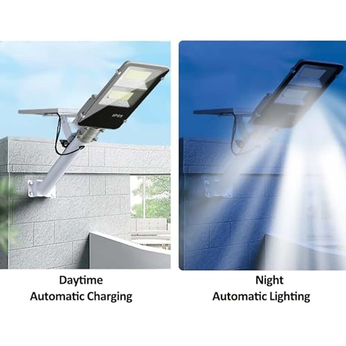 ZXXHNNAIH 300W Solar Street Light, LED Solar Street Lights Outdoor Waterproof, Dusk to Dawn Bright Street Lights Solar Powered with Remote Control for Parking Lot Patio,Yard and Garage
