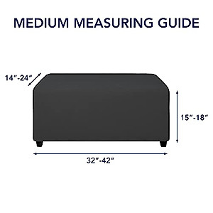 PureFit Super Stretch Soft Form Fit Ottoman Cover Rectangle - Ottoman Slipcovers for Foot Stool & Folding Storage Furniture for Living Room with Nonslip Elastic Bottom (Medium, Dark Gray)