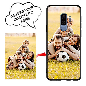 SuSuTiFy Custom Photo Phone Case for Samsung Galaxy S9 Plus Personalized Picture Text Logo Name Slim Soft Black Cover Unique Niche Gift for Couple Family Friends