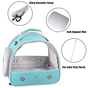 Small Bird Travel Cage Carrier, Portable Small Bird Parrot Parakeet Carrier with Standing Perch and Comfy Mat (NO Tray), Bird Carry Transport Bag for Vet Visit Shopping and Outdoor Adventure.