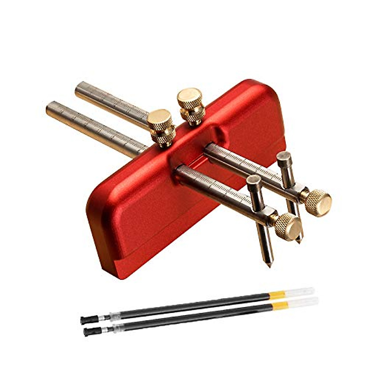 Adjustable Marking Gauge,Aluminum Alloy Scribing Mortise Gauge Woodworking Marking Gauge Double Head Mortise Gauge for Woodworking,Wood Marking