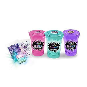 So Slime Light-Up Cosmic Crunch 3pk; Slime Activated Light will Glow and Change Colors; Illuminated Slime; Included 3 Premade Slimes with Reusable Containers, Confetti Decorations, and an LED light