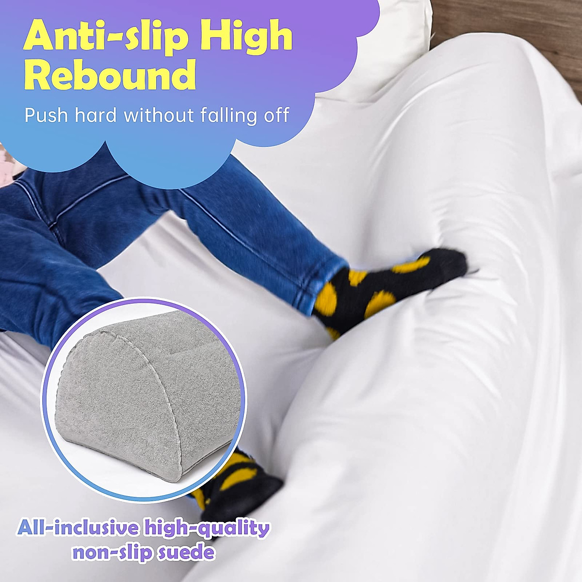 NiHome Inflatable Bed Rails for Toddlers 2PCS with Pump Waterproof Pad Non-Slip Bed Rail for Toddlers Portable Travel Bed Rail for King Queen Full Twin Bed Safety Gard for Kids Adults Elderly (Gray)