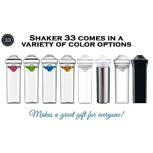 Shaker33 | Plastic Elite Cocktail Shaker Set | 24 OZ | Clear Bottle | Clear Dual Strainer | Dishwasher Safe, Shatterproof, Leakproof & Lightweight | Bartender | Lid Locking | Wedding Gift