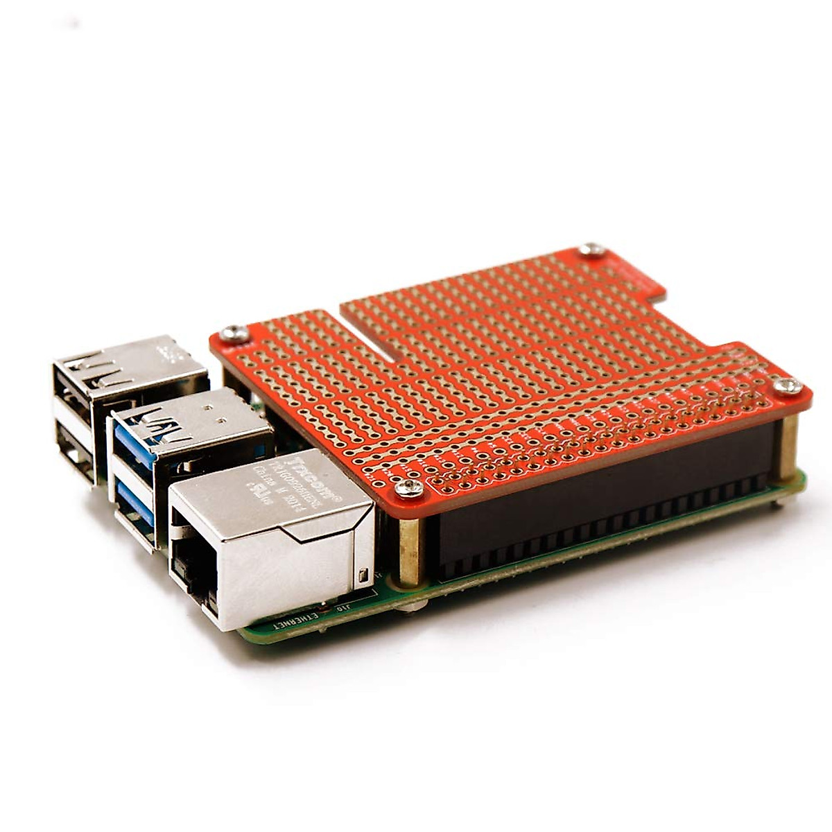Treedix 4 sets GPIO Breakout DIY Breadboard PCB Shield Red Expansion Board Kit Compatible with Raspberry Pi 4 3 2 B+ A+