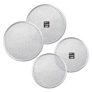 Bits N Things Pizza Screen 12 inch + 10 inch Seamless Round, 4 Pack Aluminum Mesh Pizza Screen (2 each size), Baking Tray for Home Kitchen Restaurant