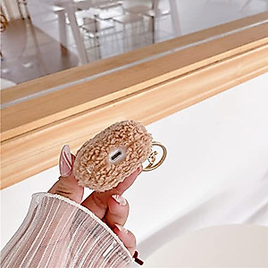 Cute AirPod Case Cartoon Fur Fluffy Bear Design with Keychain Lovely Plush Cover Compatible with AirPods 2&1 Case for Women and Kids