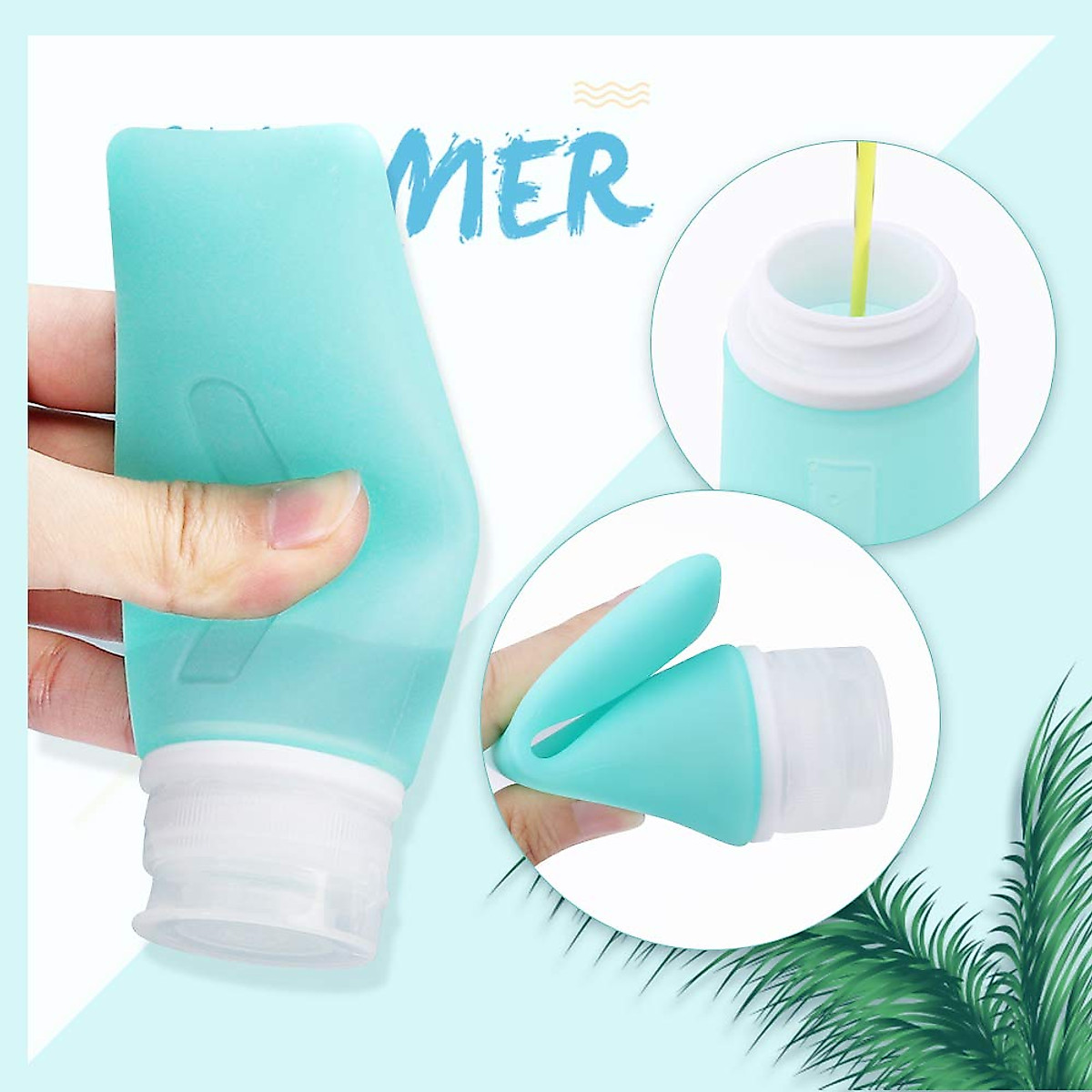 Cehomi Travel Essentials | Travel Size Toiletries Bottles - 4 Pack 3oz BPA Free Travel Shampoo and Conditioner Containers, Leak Proof Refillable Travel Accessories