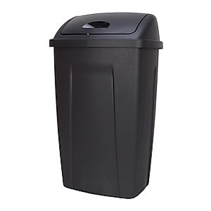 DqOasd Trash Can 13 Gallon with Swing Lid, Plastic Tall Garbage Can Indoor, Recycle Bin and Waste Basket for Home, Office, Garage, Patio, Restaraunt (Black), 1 Count
