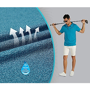 V VALANCH Men's Polo Shirts Sport Casual Short Sleeve Golf Polo Moisture Wicking Collared Tennis T-Shirt Aque Blue L