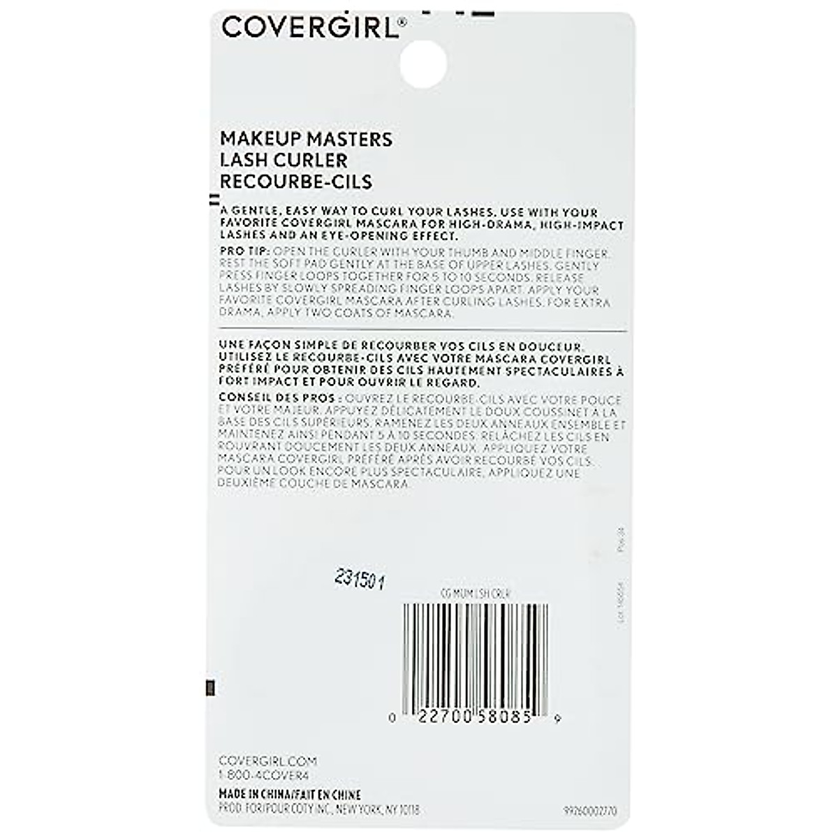 COVERGIRL Makeup Masters Eyelash Curler, Easy to Use, High Drama Lashes, 1 Count, Gentle and Easy Way to Curl Lashes, High Impact Lashes, Eye-Opening Effects