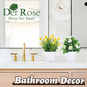 Der Rose 2 Pack Fake Plants Mini Artificial Faux Plants with Flowers for Home Office Table Room Farmhouse Decor Indoor