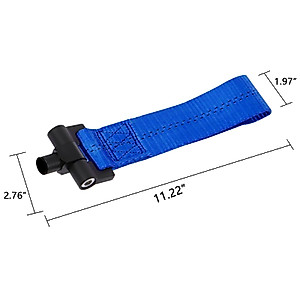 Xotic Tech Blue Track Racing Towing Strap w/Tow Hole Adapter Compatible with BMW X1 X3 X4 X5 X6 2 3 4 5 Series E36 E46 E90 E91 E92 E93 E82 E88 E39 E63 E64 E70 E71 2012+