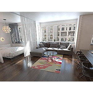 Unique Loom Estrella Collection Light Colors, Abstract, Modern, Vibrant Area Rug, 5 ft x 8 ft, Pink/Ivory