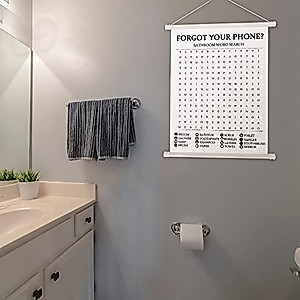 Gersoniel Bathroom Word Search Sign Funny Farmhouse Wall Art Decor Forgot Your Phone Puzzles Hanging Print Poster Fun Decorations for Bathroom, 12 x 16 inches, white
